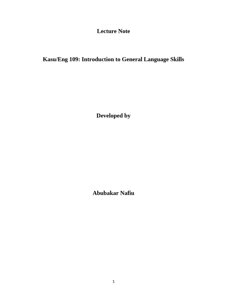 Kasu Eng 109 Intro to General Lang Skills | PDF | Stress (Linguistics) | Speed Reading