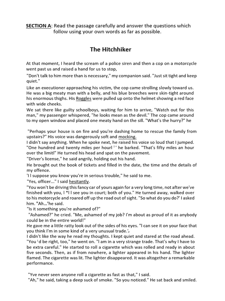 Hitchhiker Comprehension Questions | PDF