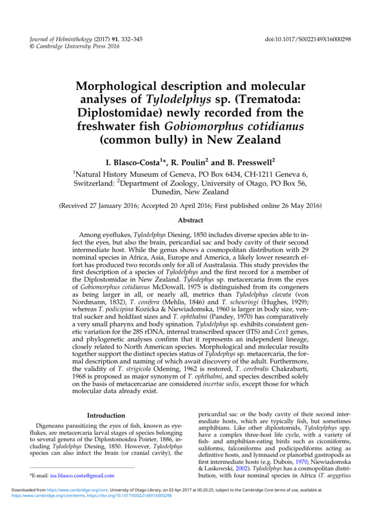 Morphological Description and Molecular New Zeland | PDF | Species ...