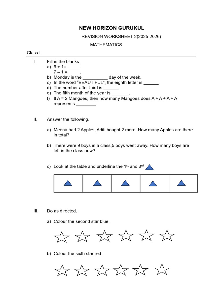 Patterns in Class I Mathematics | PDF