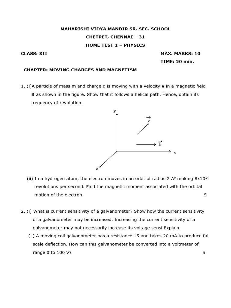 Physics Home Test 1 | PDF