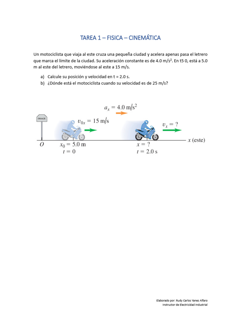 Tarea 1 - Fisica - Cinemática | PDF