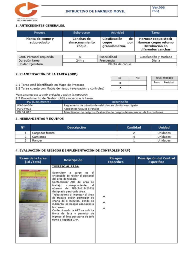 Instructivo Harnero Móvil | PDF
