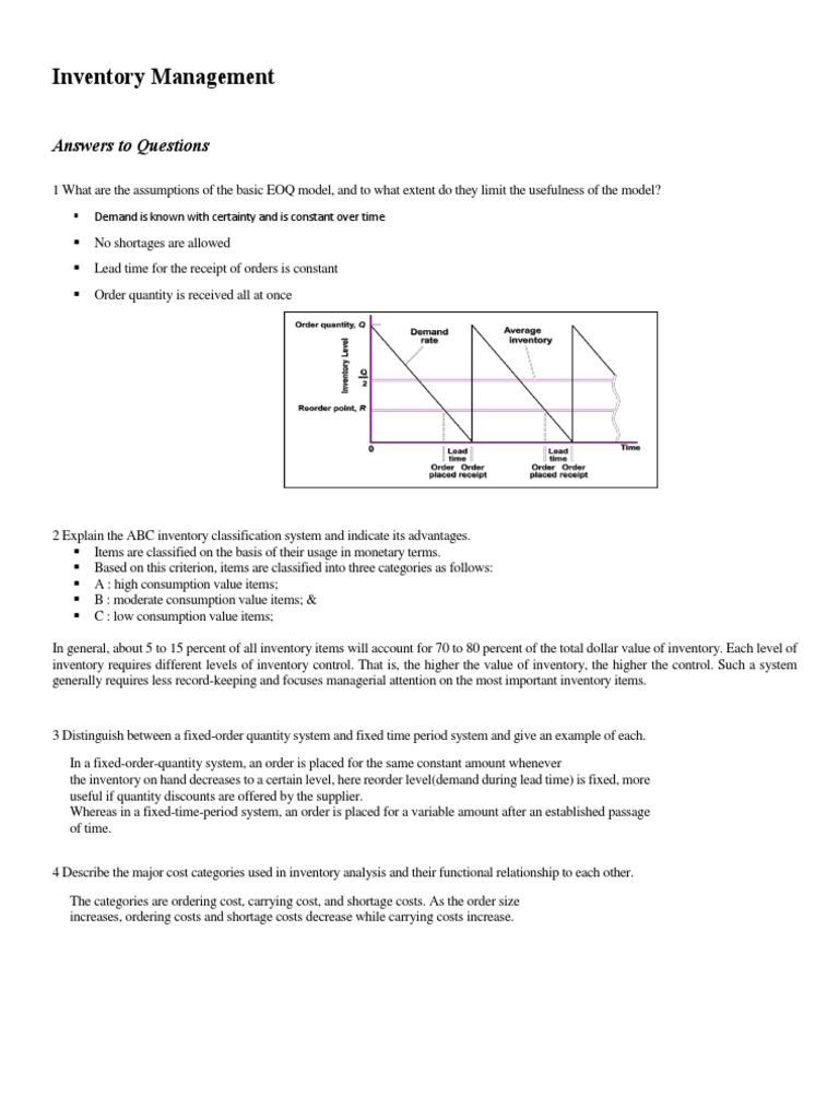 Inventory Management: Answers To Questions | PDF | Lean Manufacturing ...