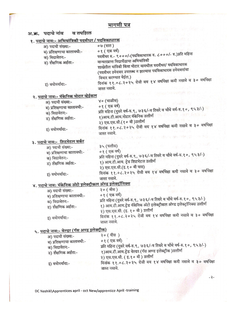 MSRTC Nashik Division Apprenticeship-2-5 | PDF