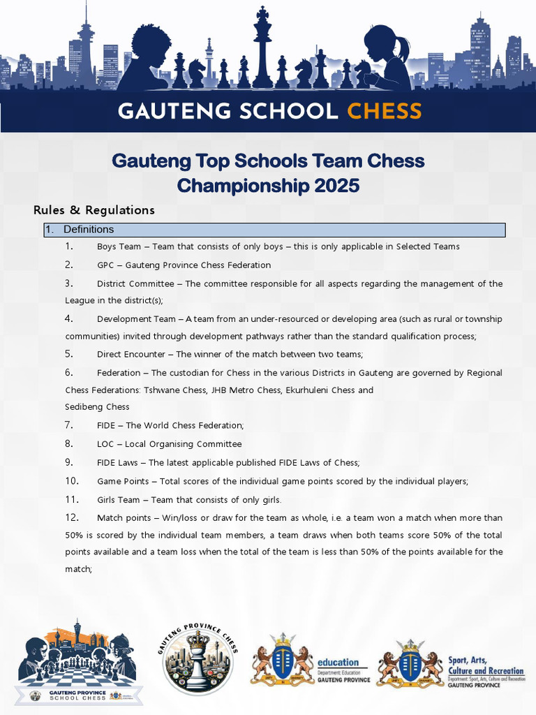 Gauteng Top Schools Chess Championship 2025 | PDF | Chess
