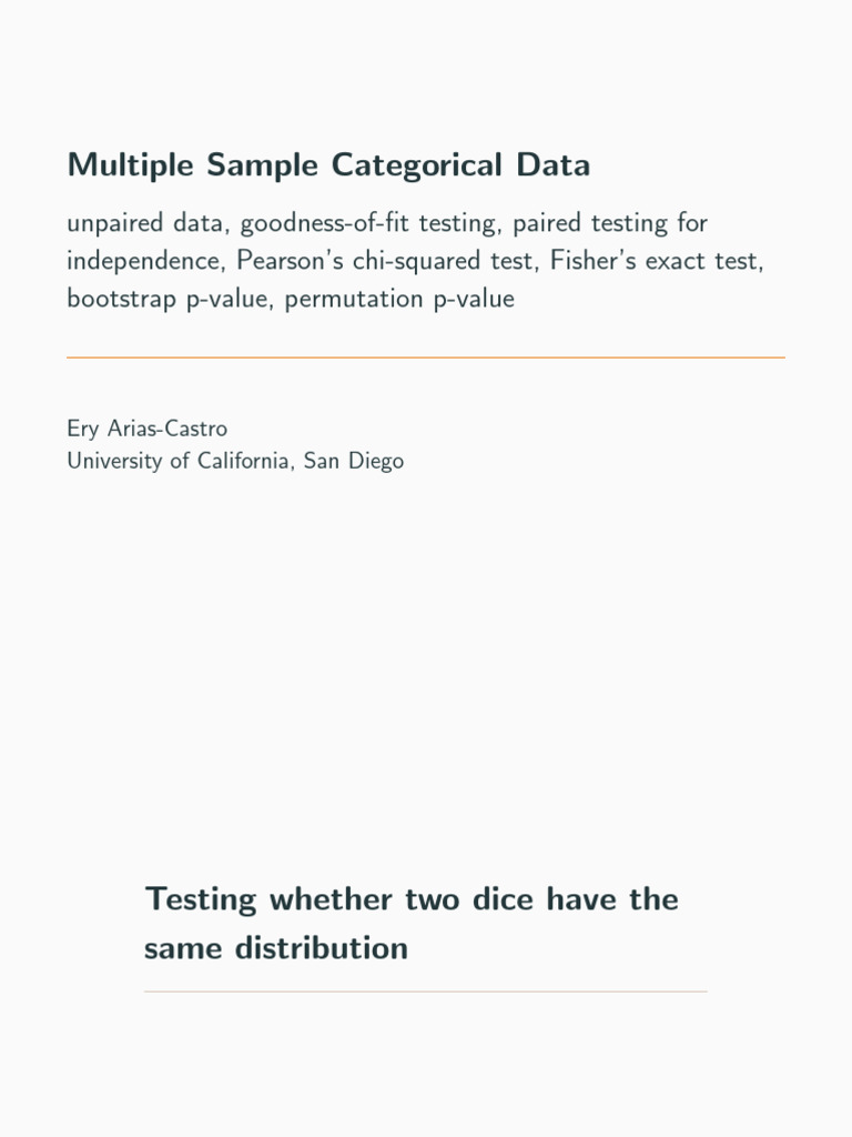Testing Dice Distribution and Independence | PDF | P Value | Chi ...