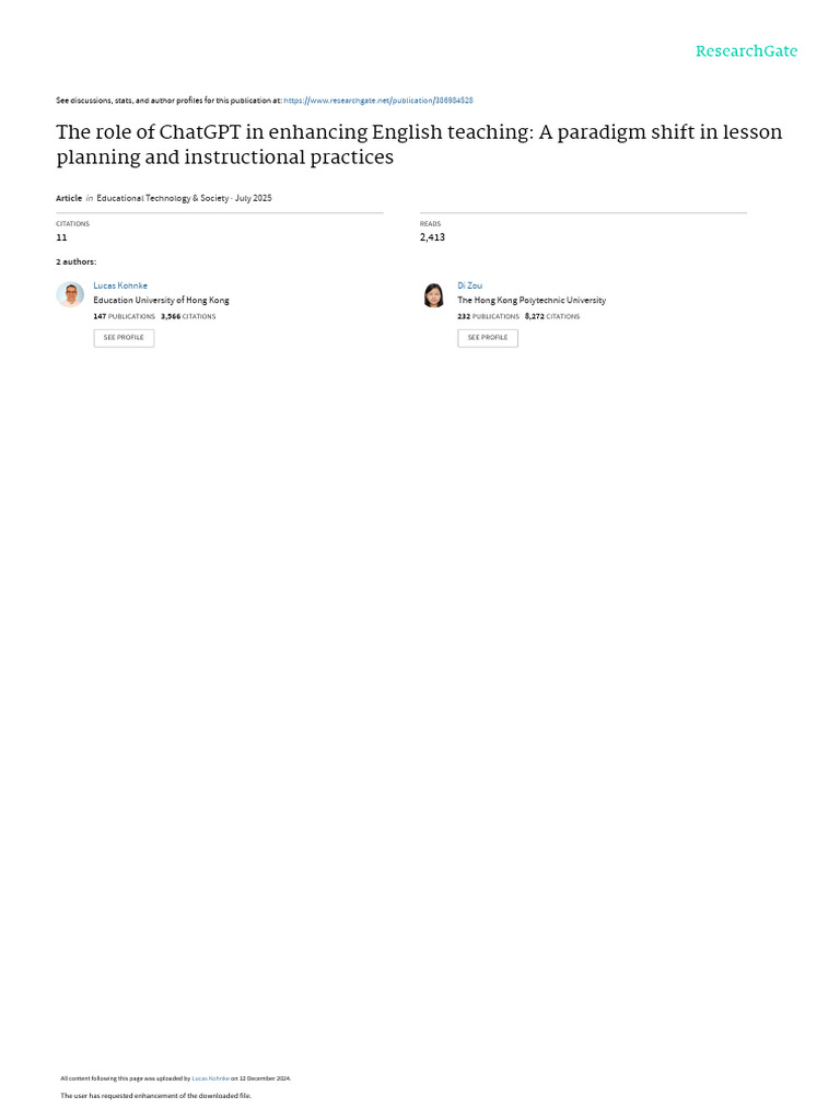 ChatGPT's Impact on English Teaching | PDF | Learning | Cognition