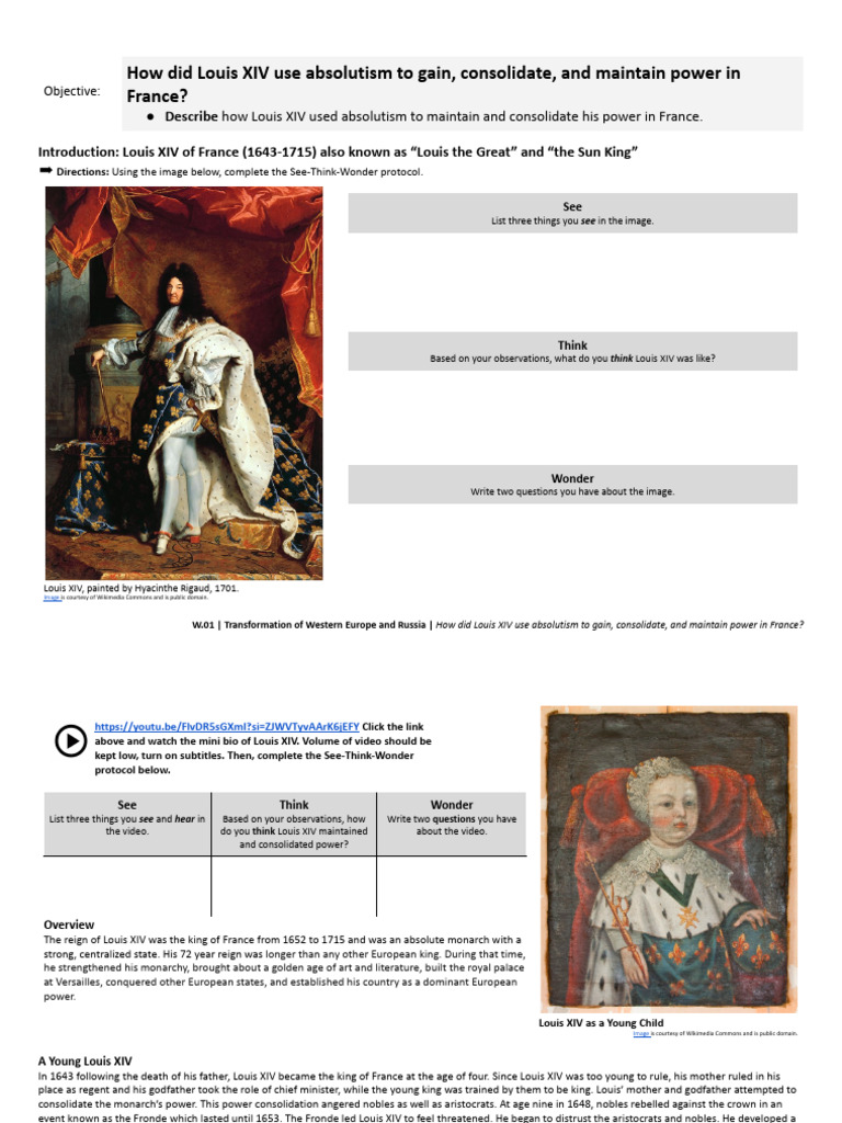 W.01 NVPS Activity - How Did Louis XIV Use Absolutism To Gain ...