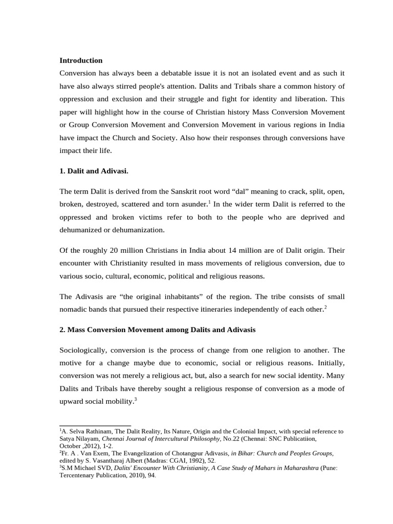 Dalits and Adivasis Conversion Movements | PDF | Dalit | Religious ...