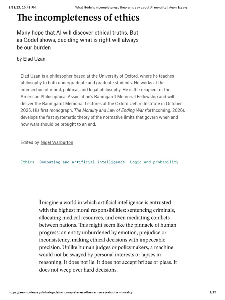 What Gödel's Incompleteness Theorems Say About AI Morality | PDF ...