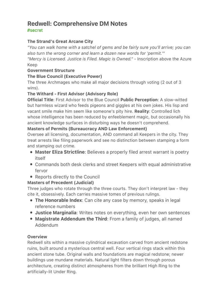 Redwell's Arcane Governance Overview | PDF | Magician (Fantasy)