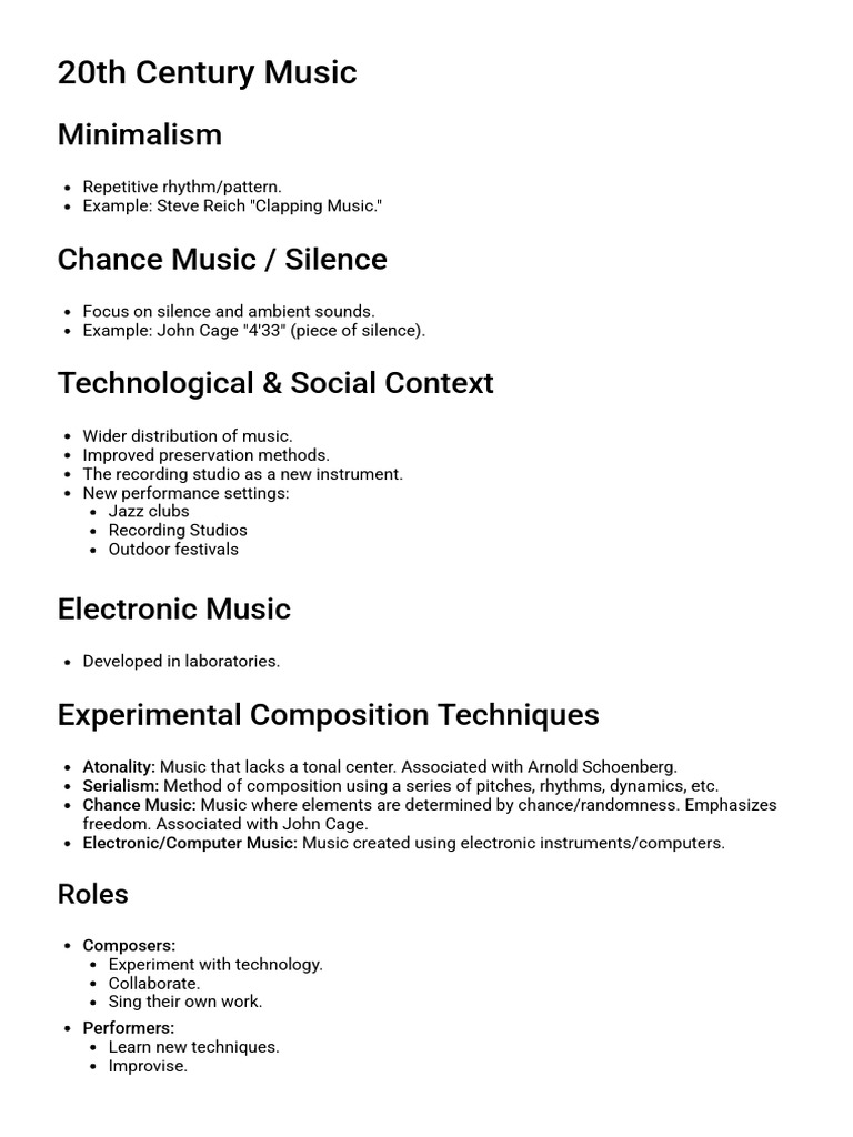 Overview of 20th Century Music Styles | PDF | Harmony | Expressionism