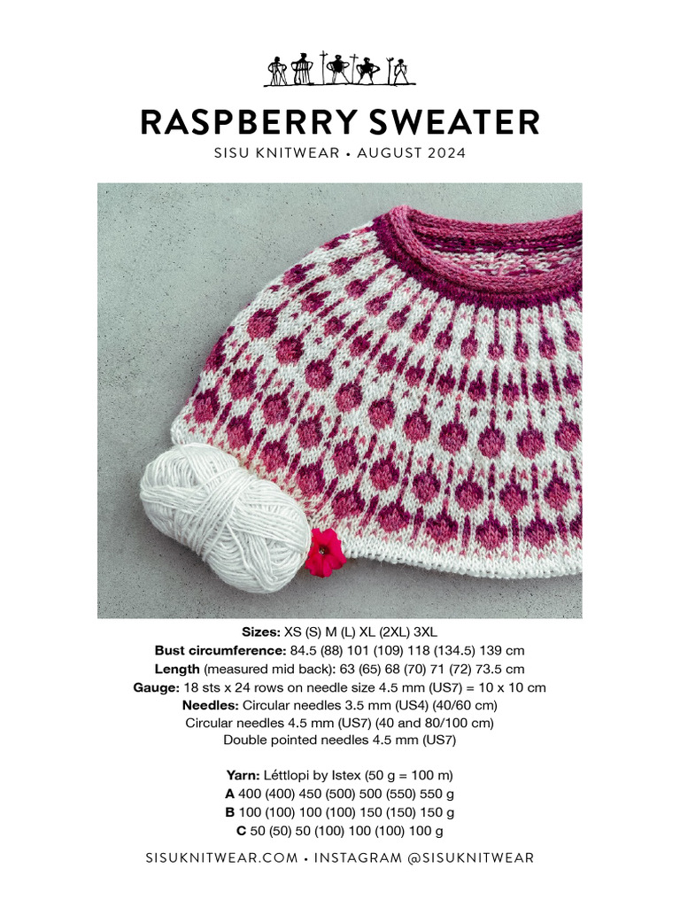 Raspberry Sweater Knitting Pattern | PDF | Knitting | Knitting Needle