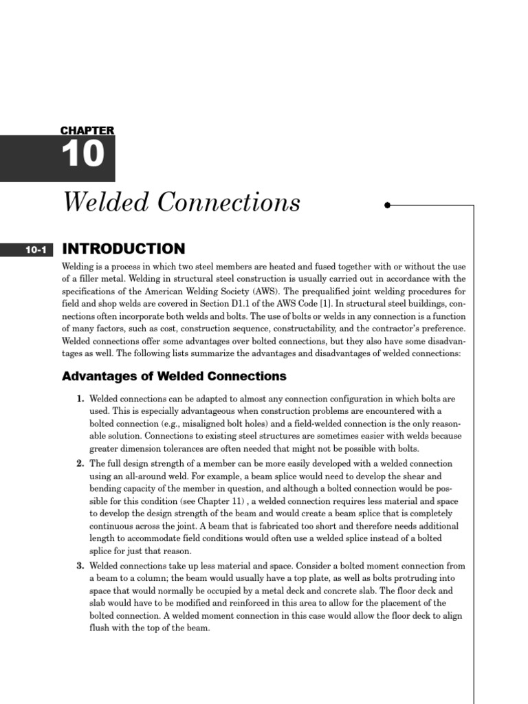 Chapter 10 Welded Connections | PDF | Welding | Construction