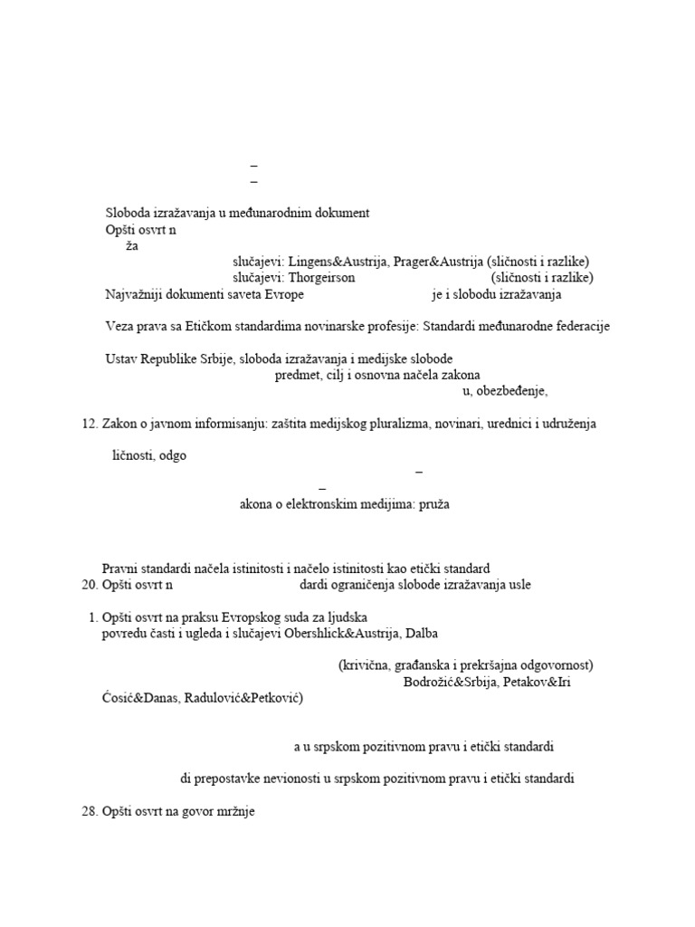 Medijsko Pravo Ispitna Pitanja 2025 | PDF