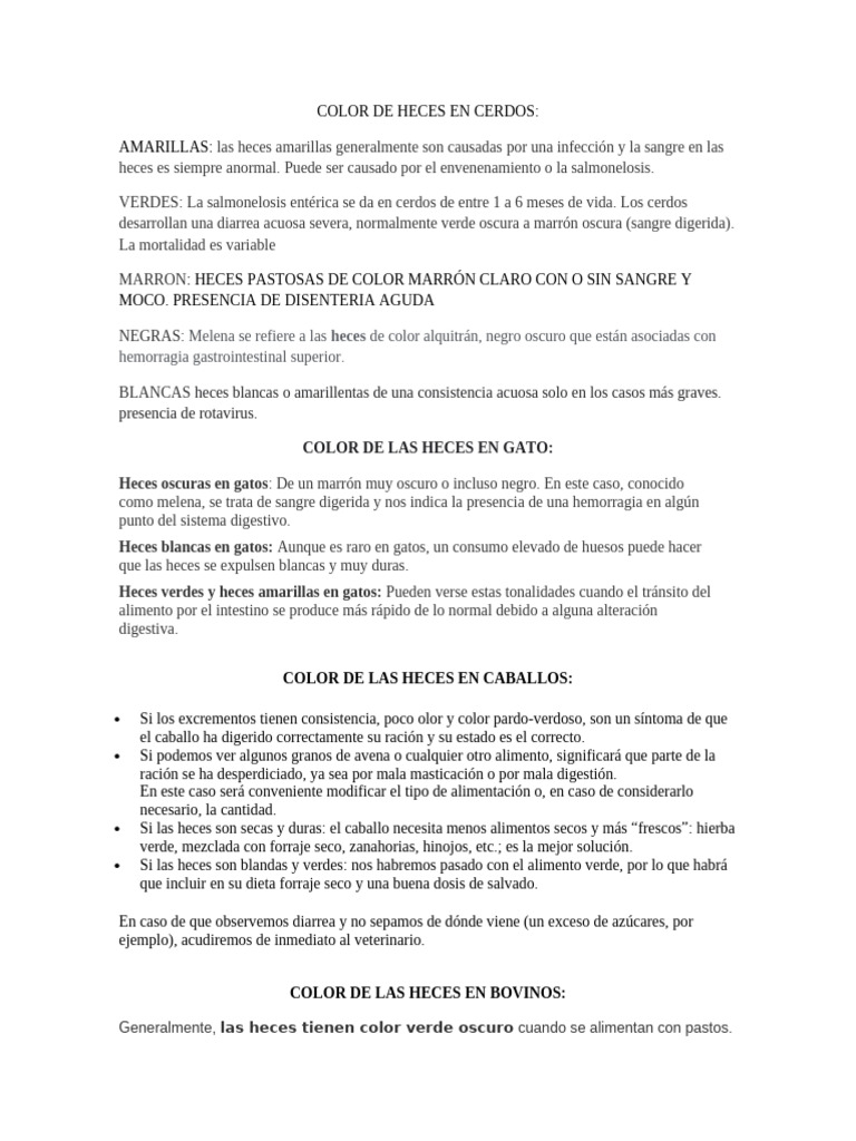 Color de Heces en Cerdos | PDF | Heces