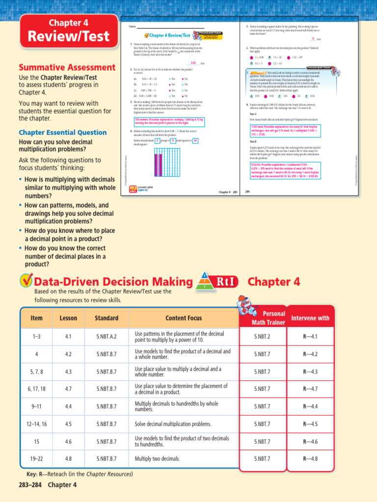Decimal Multiplication Assessment Guide | PDF | Multiplication ...