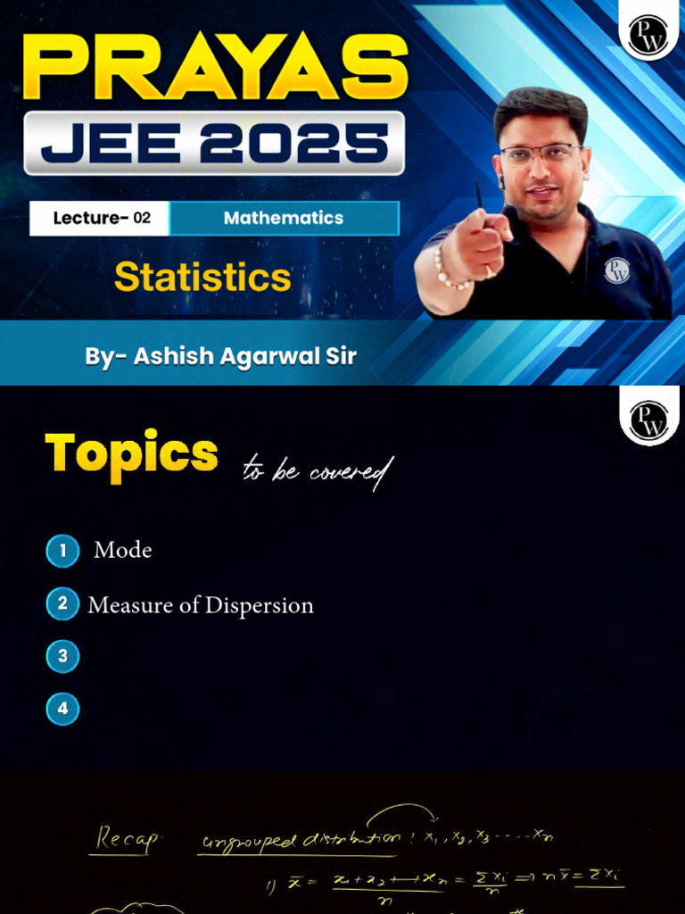 Statistics 02 Class Notes Prayas JEE 2025 | PDF