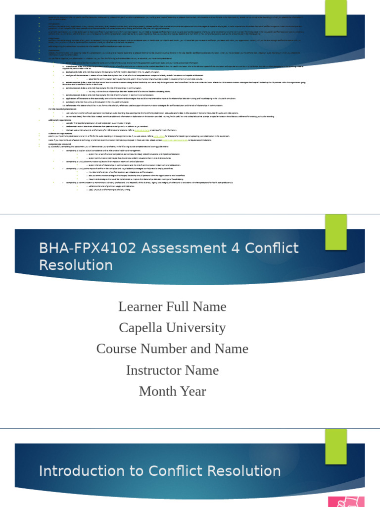 BHA-FPX4102 Assessment 4 Conflict Resolution | PDF | Conflict ...