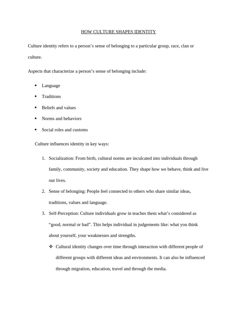 How Culture Shapes Identity | PDF