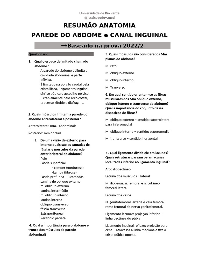 Anatomia da Parede Abdominal e Canal Inguinal | PDF | Pélvis | Anatomia ...