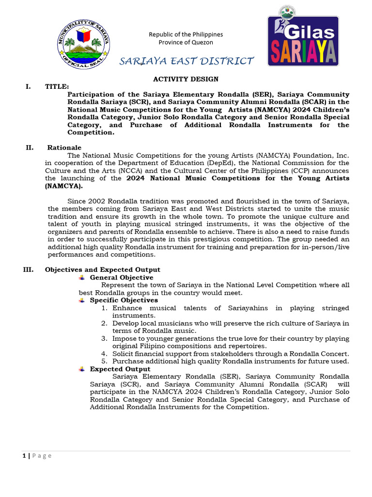 NAMCYA 2024 Activity Proposal Final | PDF | Musicology