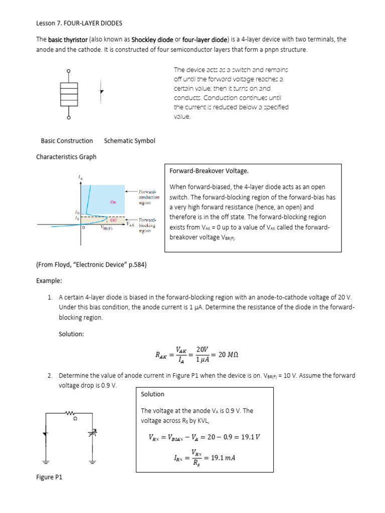 Lesson 7 4-Layer Diode (Combined) | PDF | Diode | Semiconductor Devices