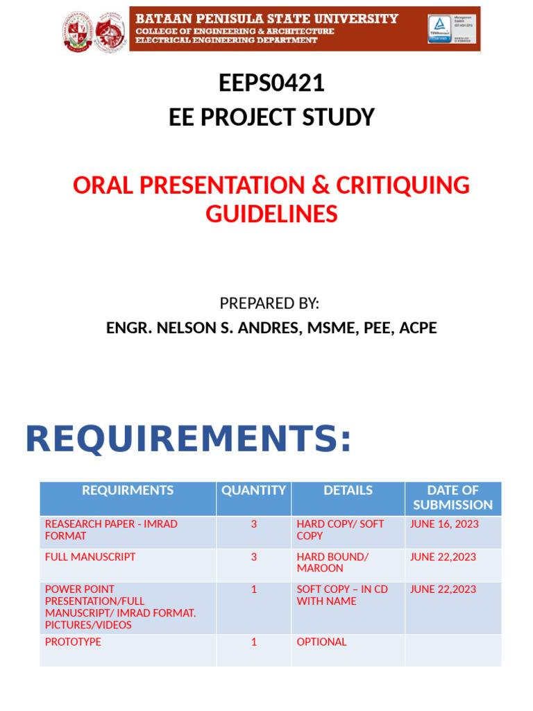 Oral Presentation Critiquing Guidelines | PDF