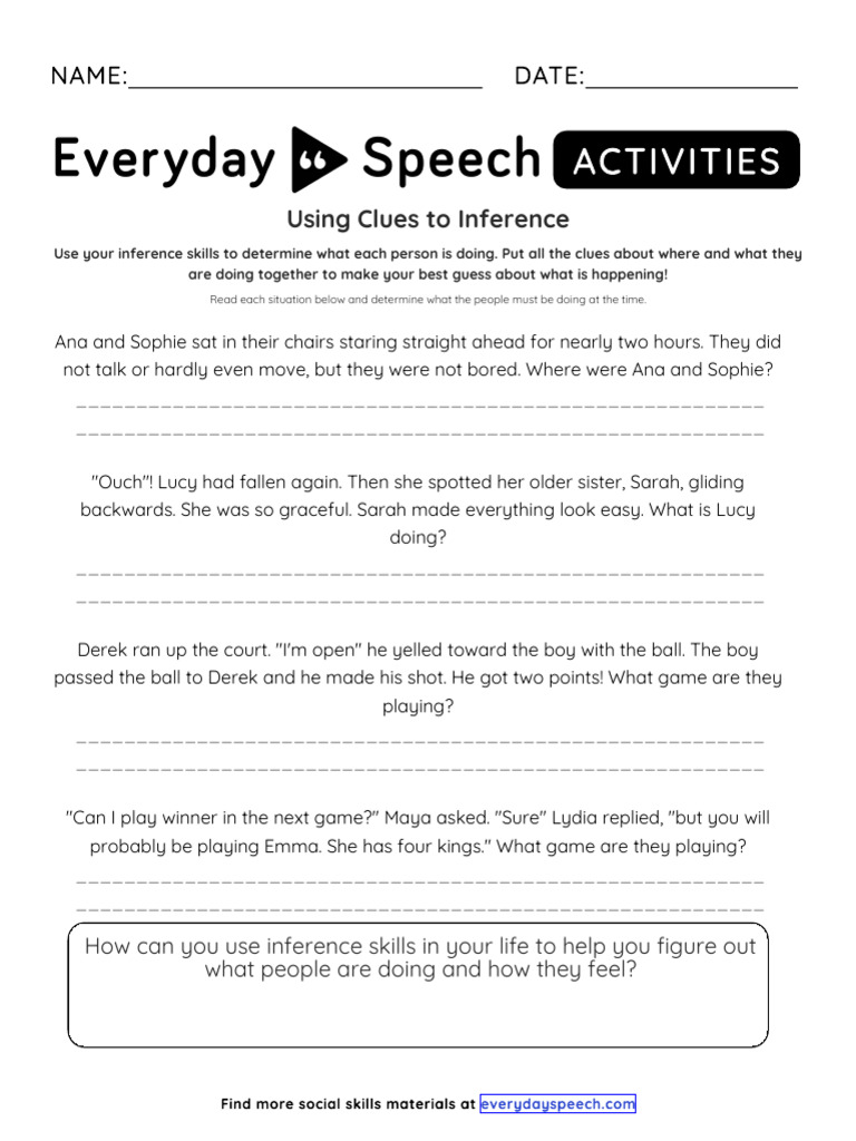 Interactive Worksheet - Using Clues To Inference | PDF