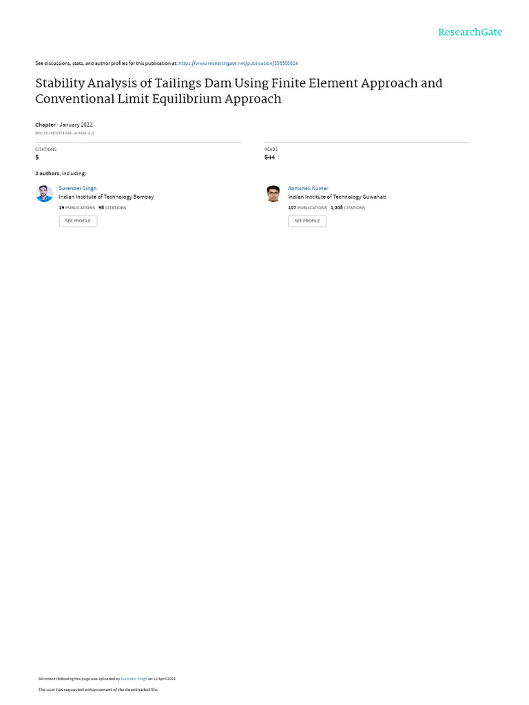 Stability Analysis of Tailings Dams Using Limit Equilibrium and Finite Element Methods - 2022 ...