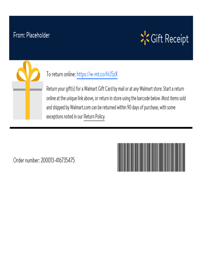 Gift Receipt: From: Placeholder | PDF