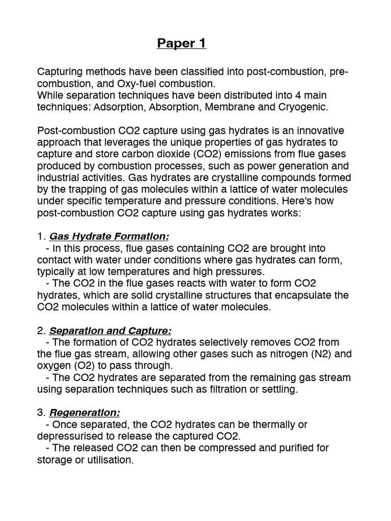 Carbon Capture Using Gas Hydrates | PDF | Carbon Dioxide | Gases