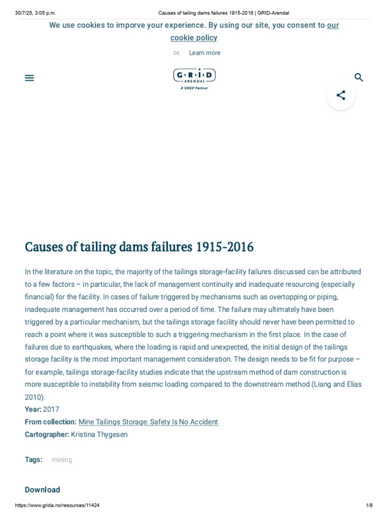 Causes of Tailing Dams Failures 1915-2016 | PDF | Dam | Mining