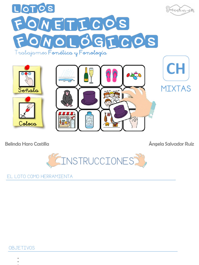 Loto Fonético: Actividades con CH | PDF | Fonética | Fonema