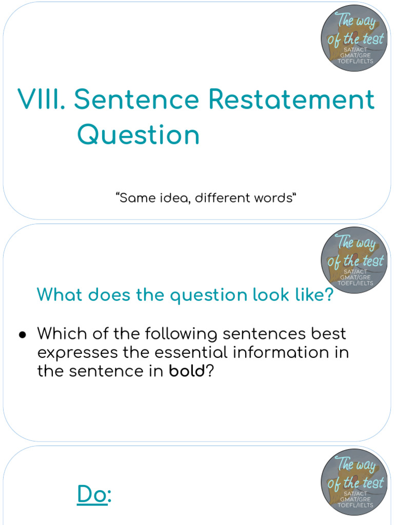 Viii. Sentence Restatement | PDF