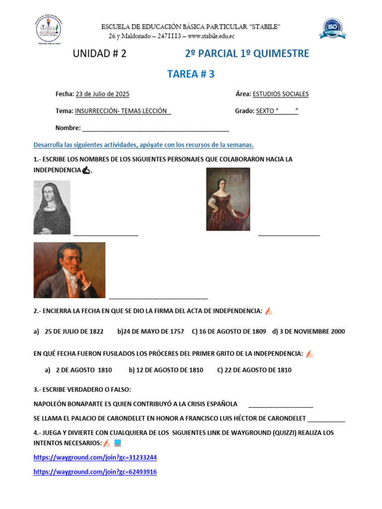 6°tarea 3 Insurreccion-Tema de Lección | PDF