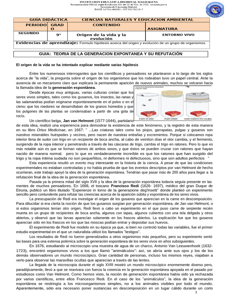 1.teoria Espontanea y Evolucion Quimica | PDF | Luis Pasteur ...