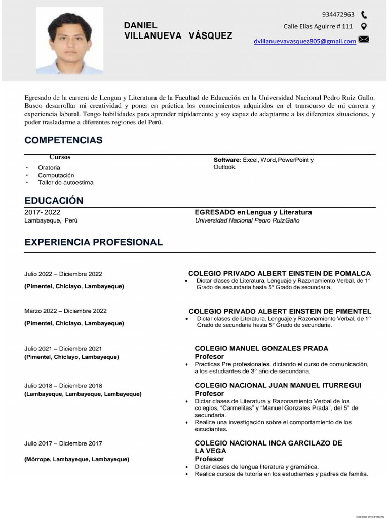 CV - Daniel Villanueva Vasquez | PDF