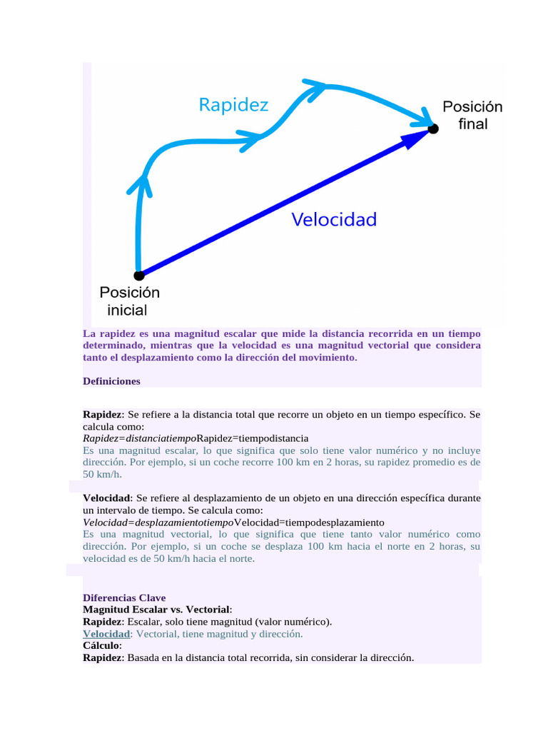 La Rapidez Es Una Magnitud Escalar Que Mide La Distancia Rec | PDF