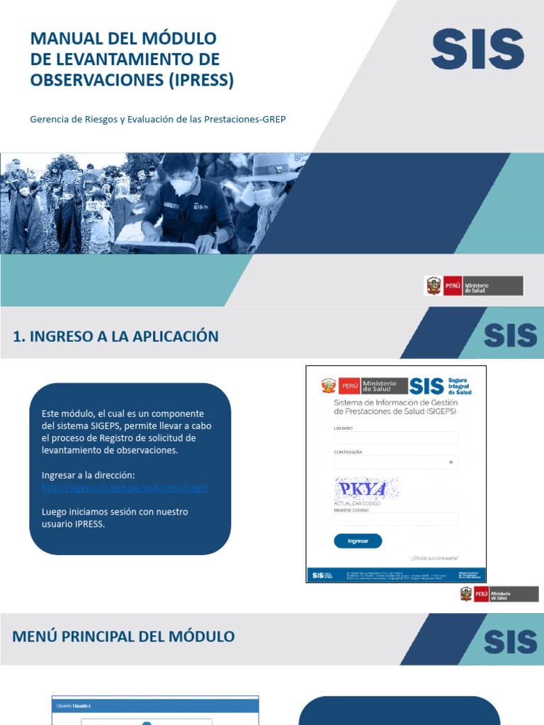 Manual Del Módulo de Levantamiento de Observaciones - Fua (Ipress) | PDF | Botón (Computación ...