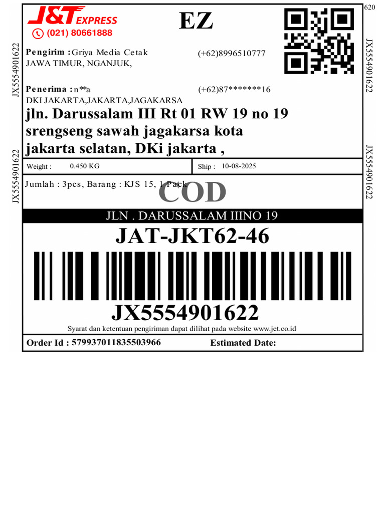 contoh resi jnt tiktokshop 6 | PDF
