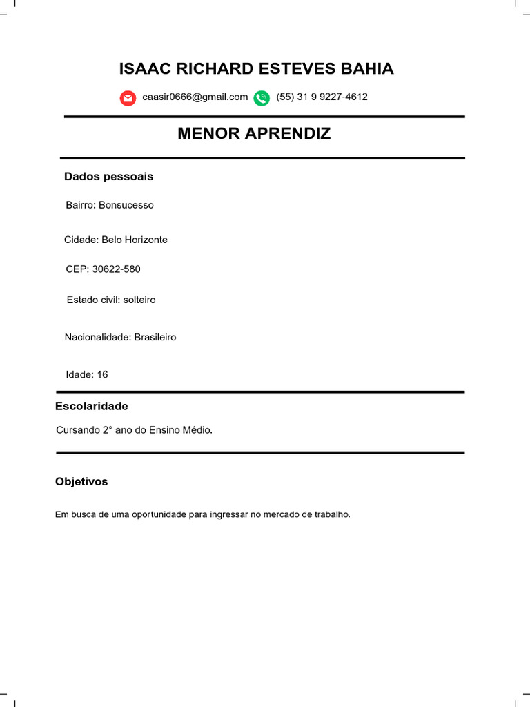 Menor Aprendiz em Belo Horizonte | PDF