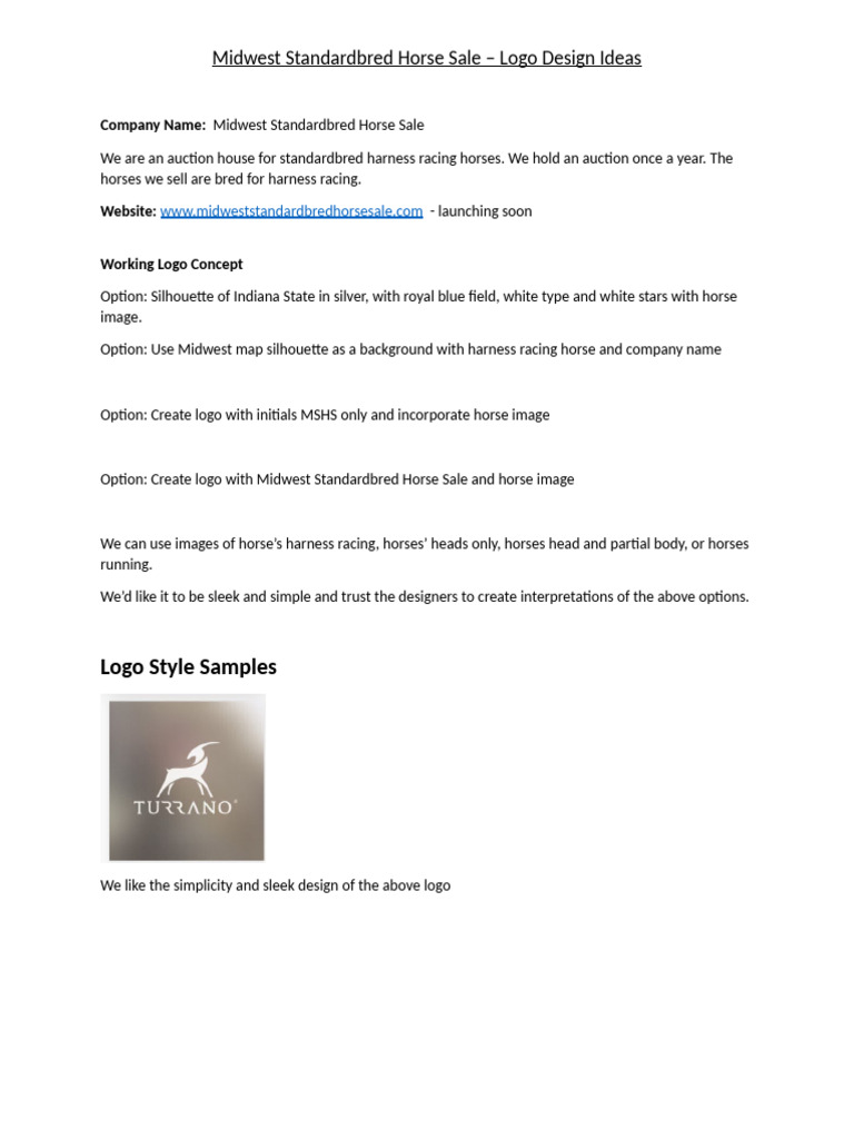 Midwest Standardbred Horse Sale Logo Ideas SENT 1-4 | PDF