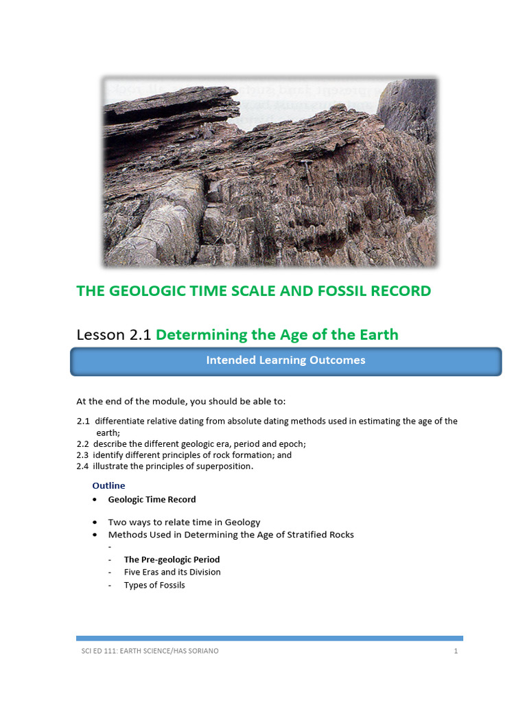 Lesson 2.1 Determining The Age of The Earth | PDF | Geology | Rock ...
