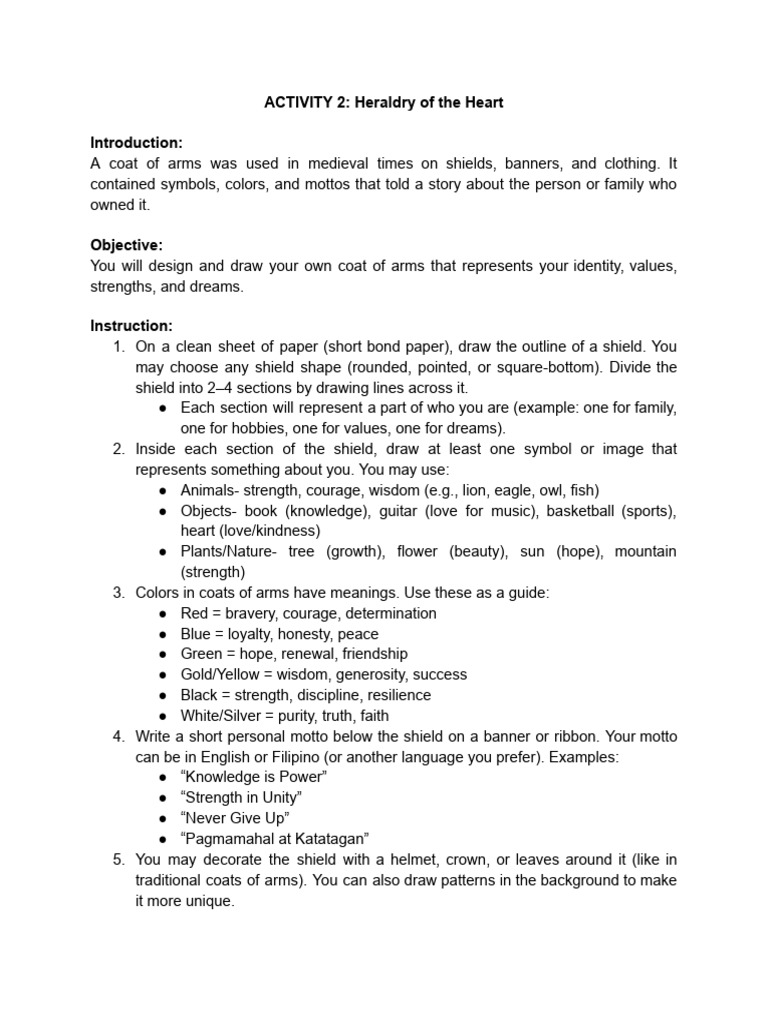 ACTIVITY 2 - Heraldry of The Heart | PDF | Heraldry