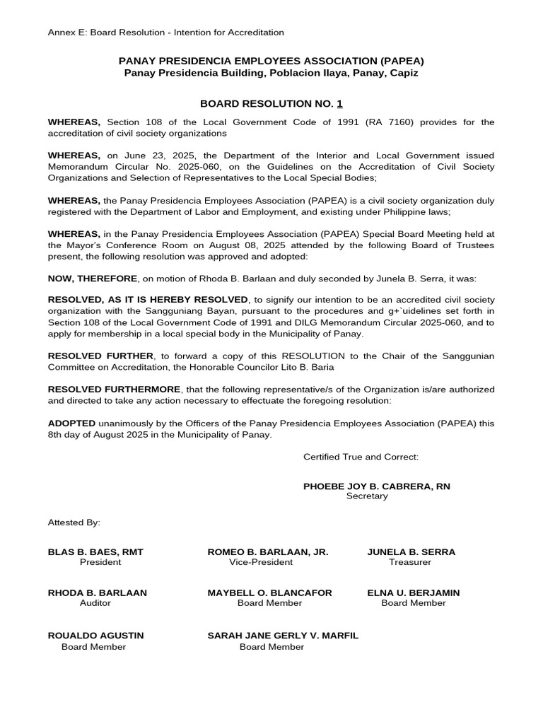 PAPEA's Accreditation Intent Resolution | PDF | Philippines | Governance