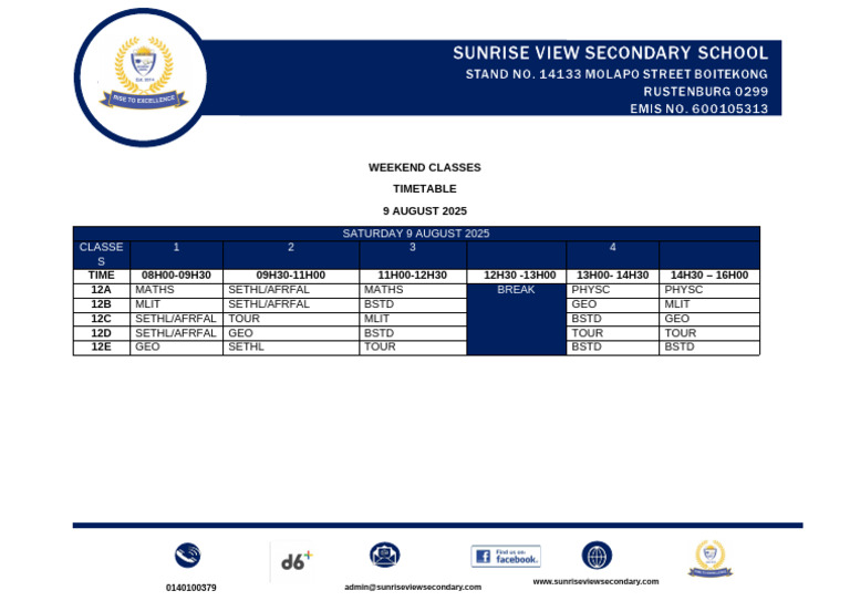 Weekend Classes 9 August | PDF