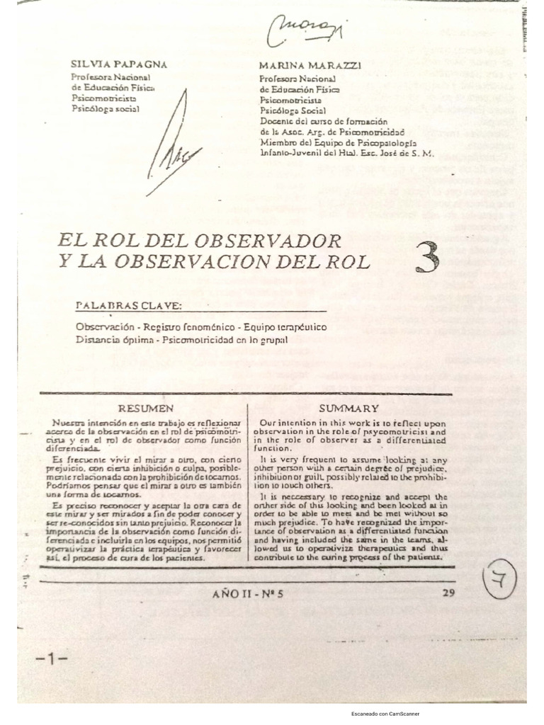 OBSERVACION Rol Del Observador Papagna Marazzi. | PDF
