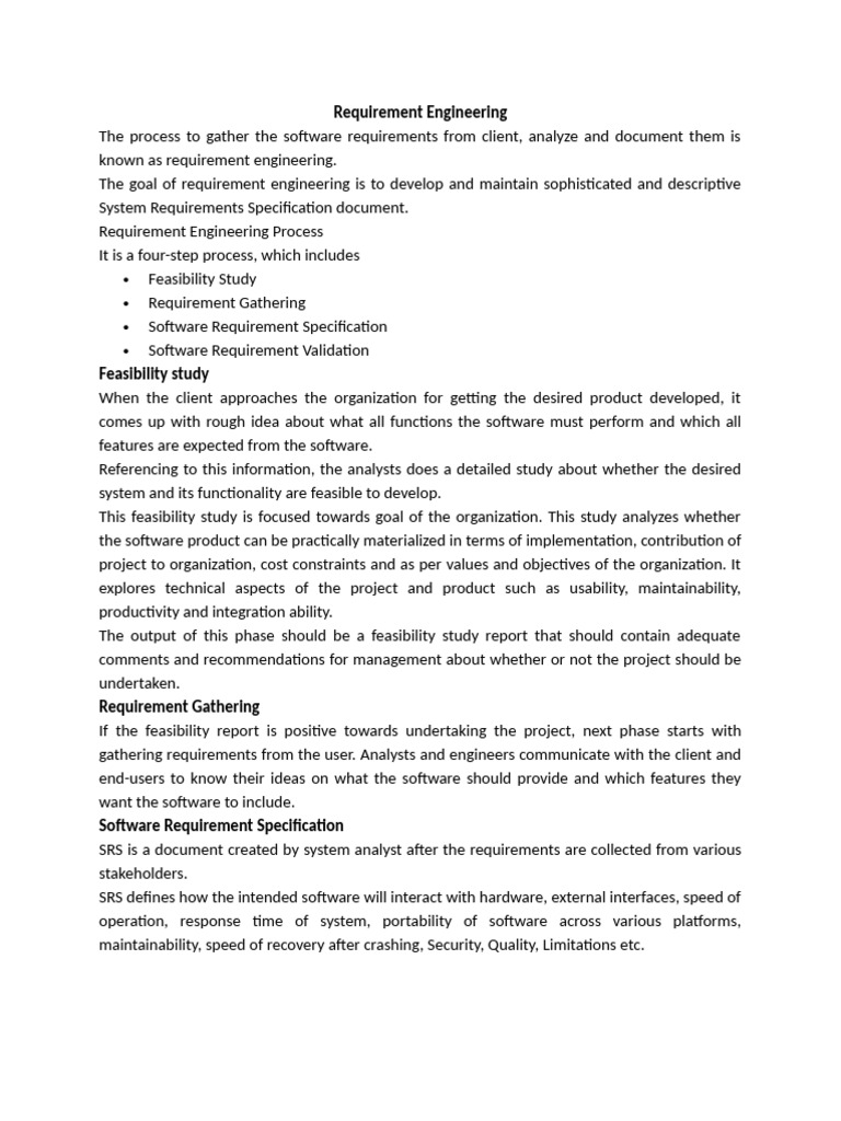 Requirement Engineering Process Overview | PDF | Software | Feasibility ...